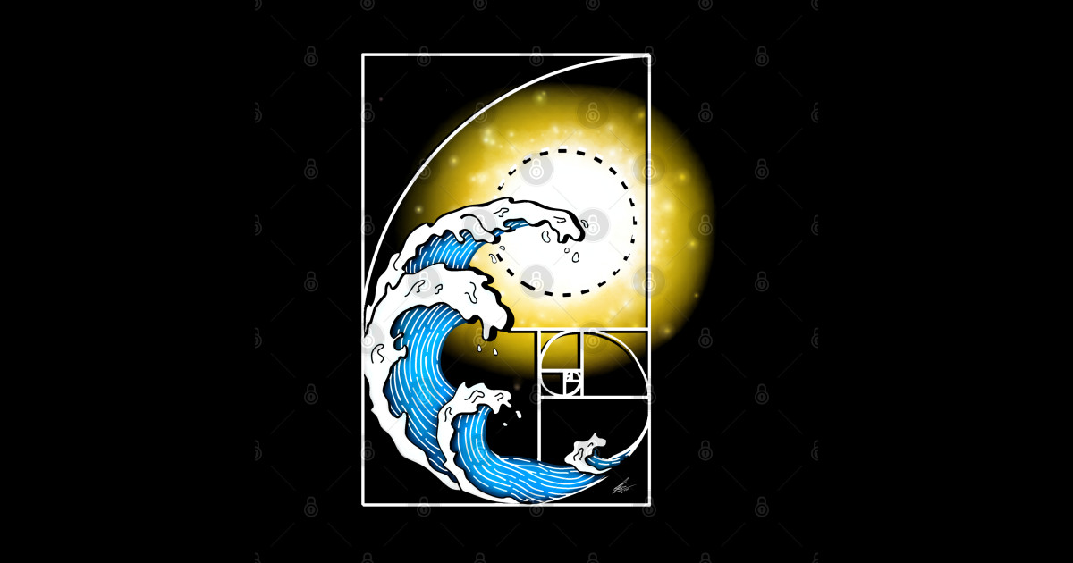 Golden Ratio - Fibonacci Sequence - Waves - Waves - Sticker | TeePublic