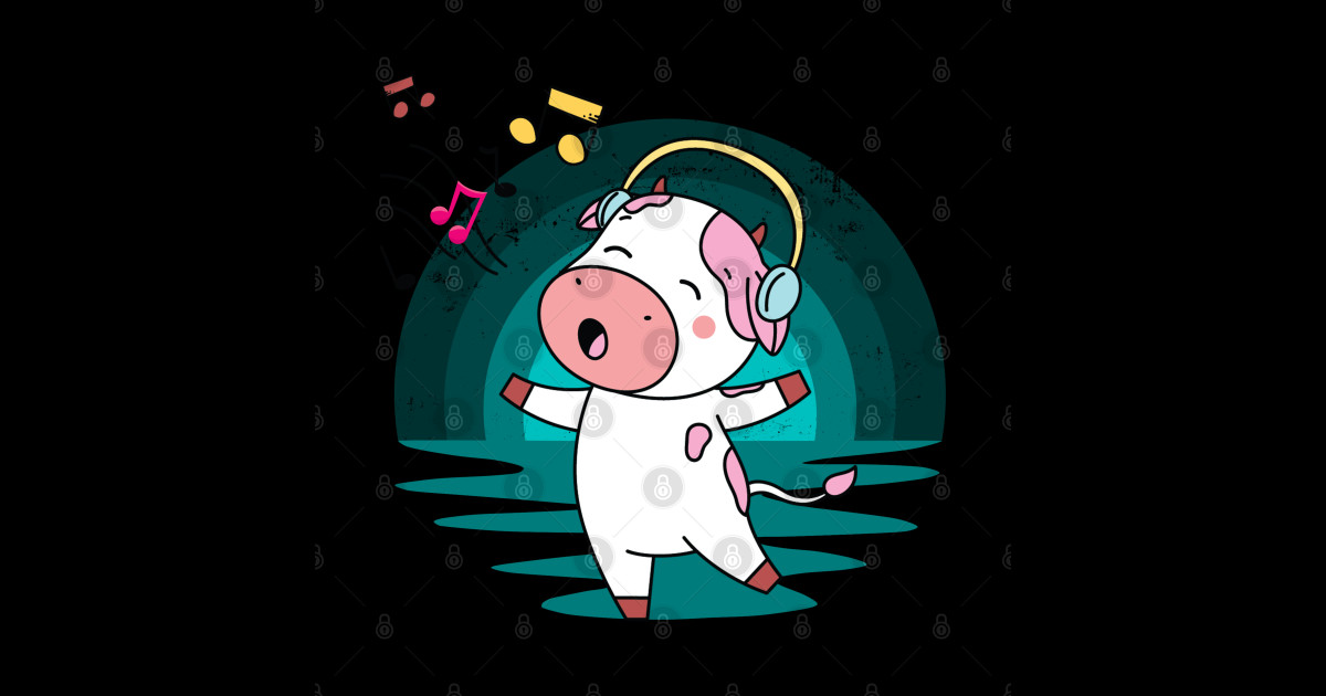 Cow Singing - Funny Cow - Sticker | TeePublic