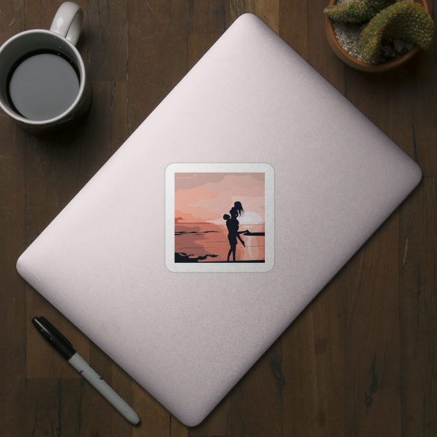 Sunset on the beach - Sunset Beach - Sticker | TeePublic