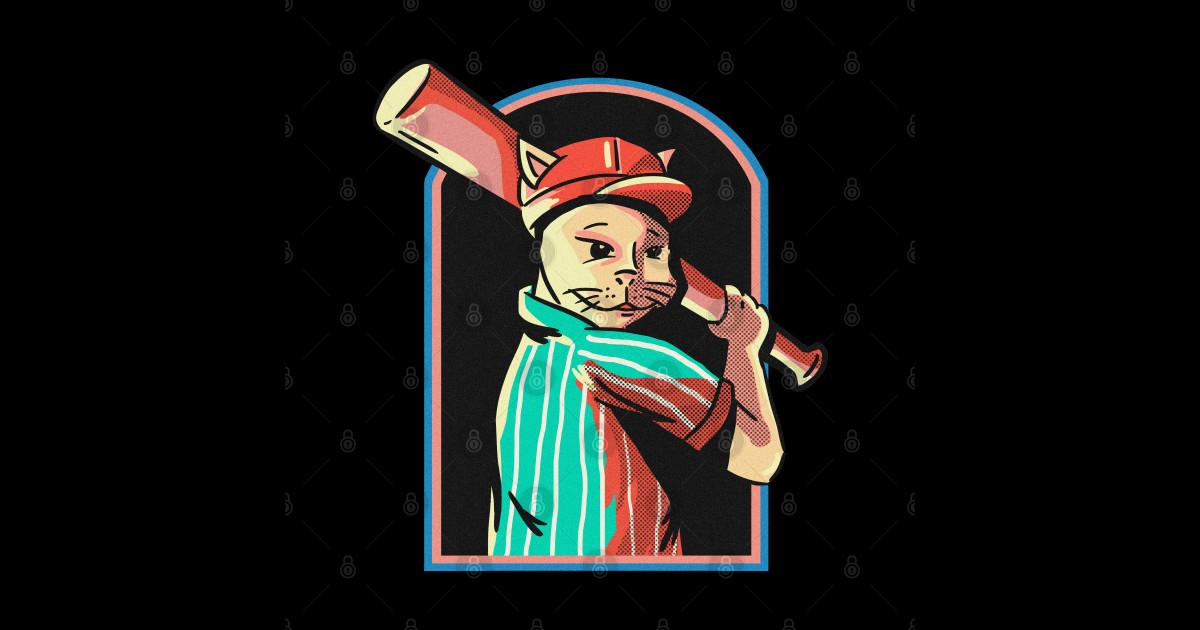 Baseball The Cat - Cat Baseball Paced Cat Mom Funny - Sticker | TeePublic