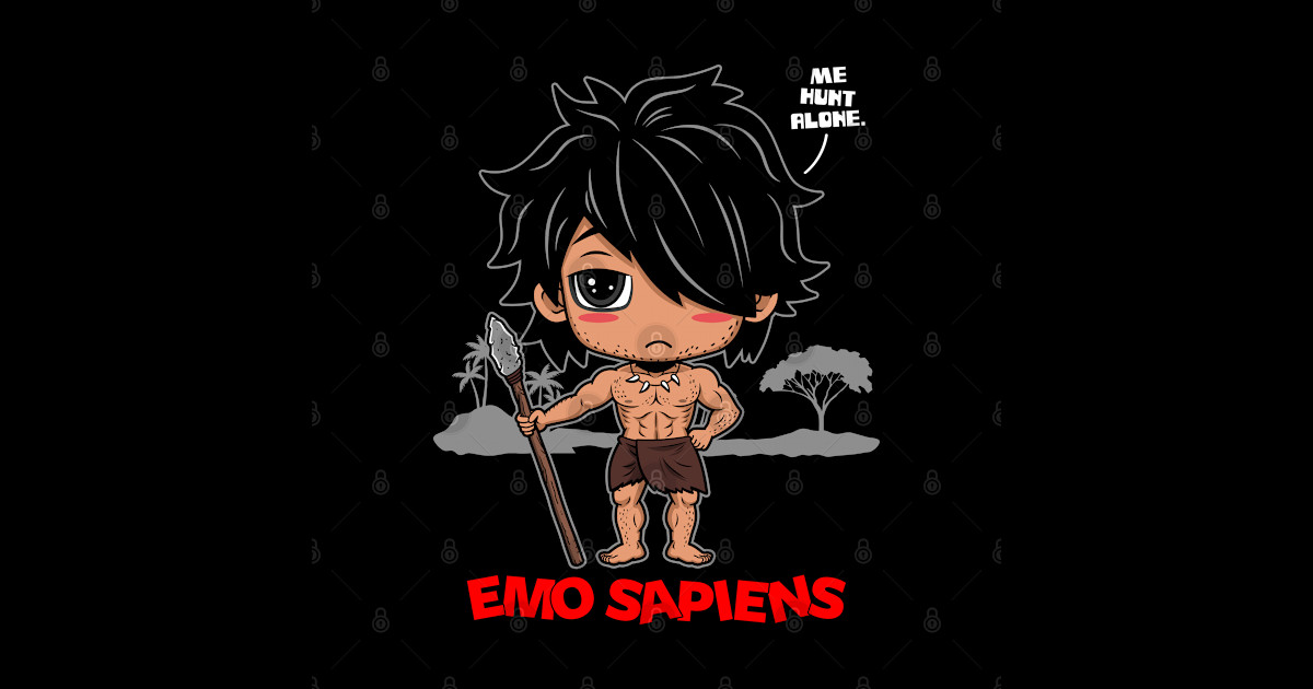 Funny Homo Sapiens Prehistoric Emo Punk Caveman - Funny - Sticker ...