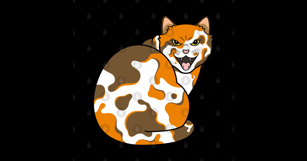 Angry Calico Cat - Calico - Sticker | TeePublic
