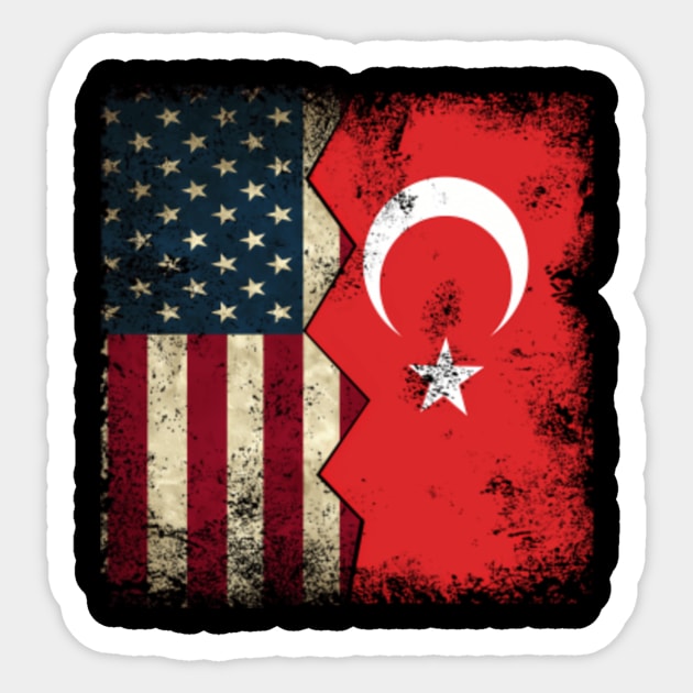 Turkish Roots Half American Flag Usa Turkey Flag - Turkish Roots ...