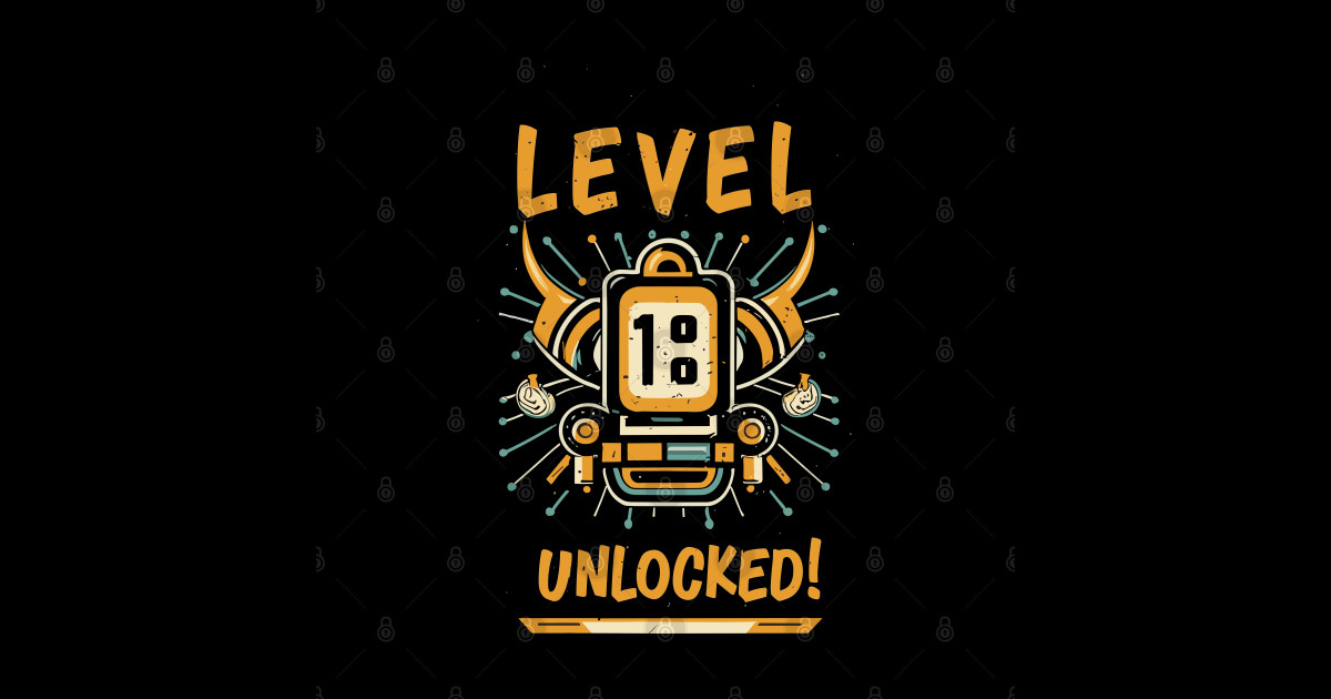 Level 18 unlocked in Demon Style - 18th Birthday Gift - Sticker | TeePublic