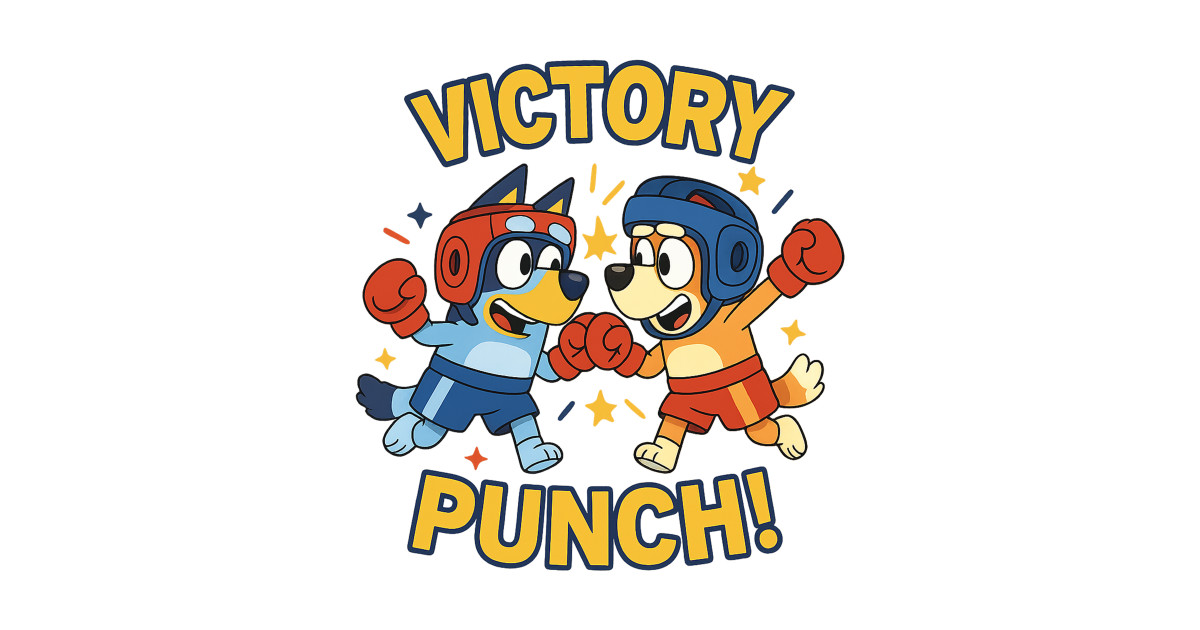 Victory Punch Bluey and Bingo Boxing Win - Bluey Boxing - T-Shirt ...