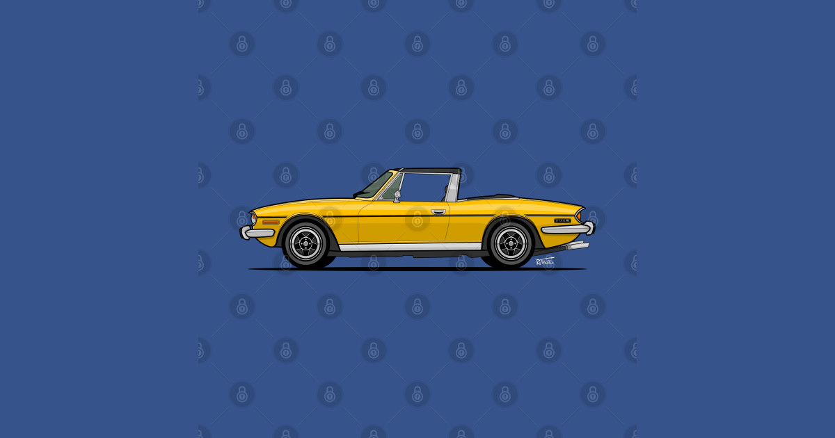 Triumph Stag side profile drawing - Cars - T-Shirt | TeePublic