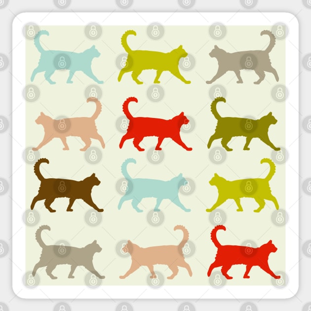 Autumn Cats in Vintage Colours in Repeat Pattern - Cats Cats - Sticker ...
