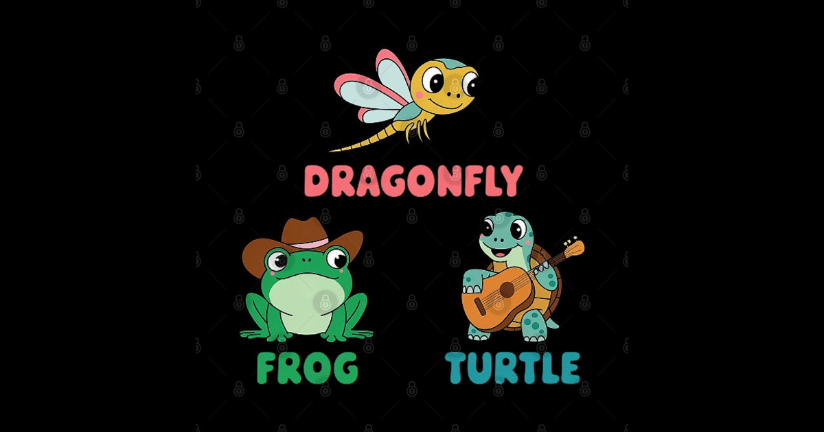 Frog-Dragonfly-Turtle - Frog Dragonfly Turtle - Magnet | TeePublic