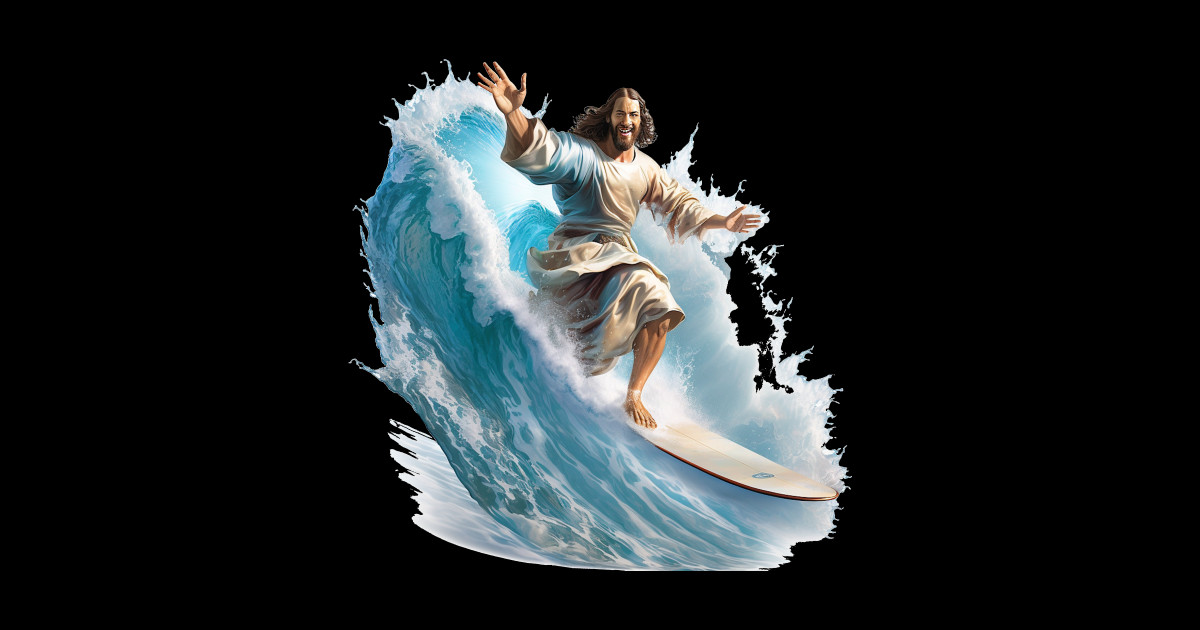 Surfer Jesus - Jesus - T-Shirt | TeePublic