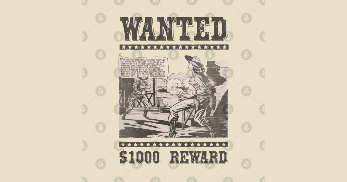 Wild West Retro Cowgirl Cowboy Comic Book Wanted Poster Sepia - Western ...