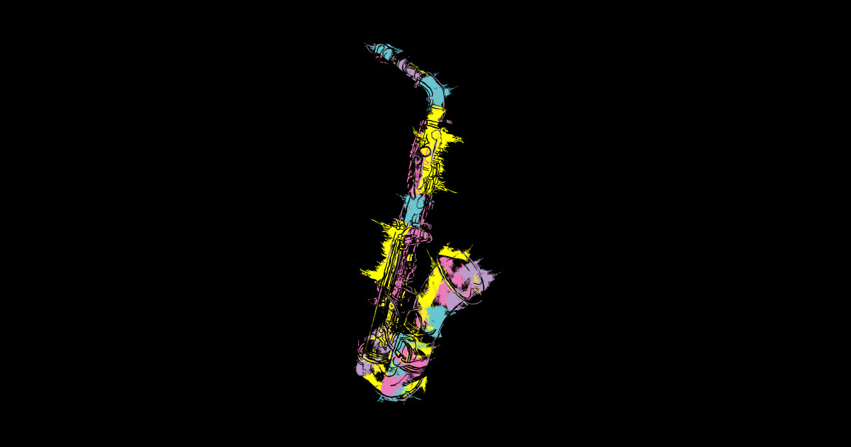 Saxophone sketchy style with colorful textures - Saxophone - Sticker ...