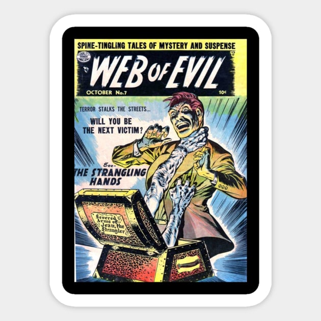 The Strangling Hands! - Vintage Horror Comic - Sticker | TeePublic