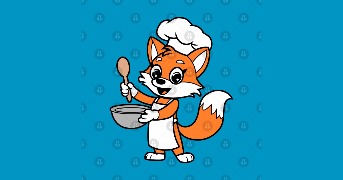Chef Fox Cartoon Character - Fox - T-Shirt | TeePublic