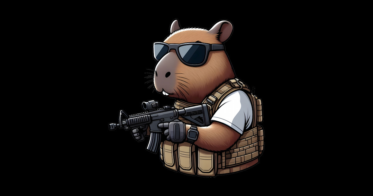 tactical capybara - Capybara - Posters and Art Prints | TeePublic