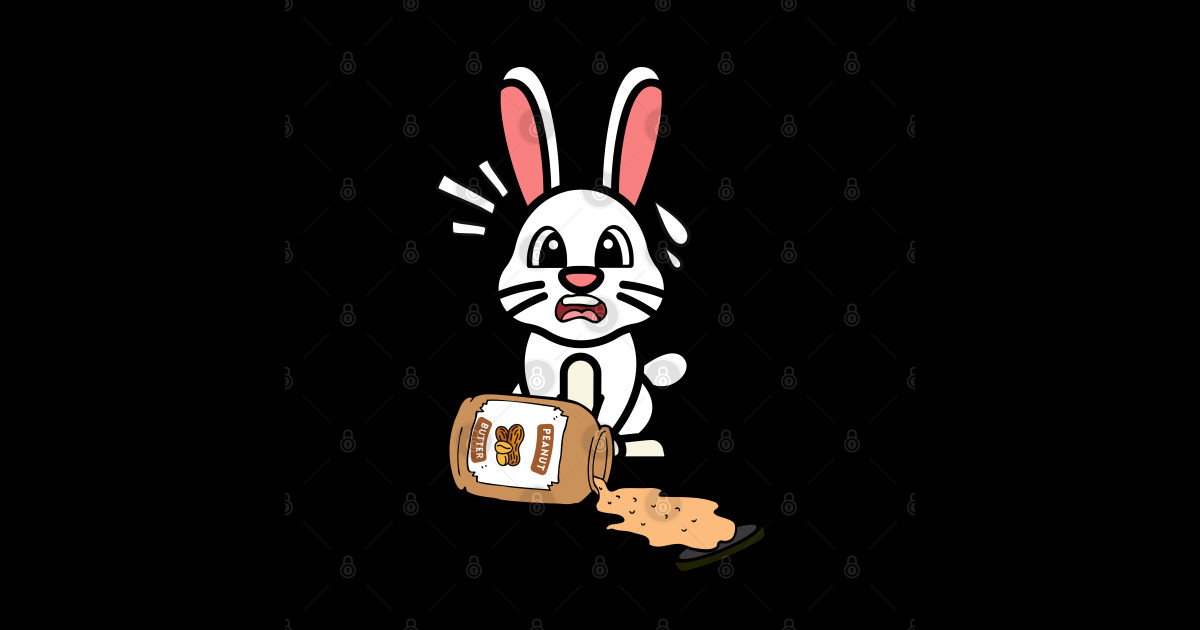 Cute Bunny Spilled A Jar Of Peanut Butter Spilled Sticker Teepublic