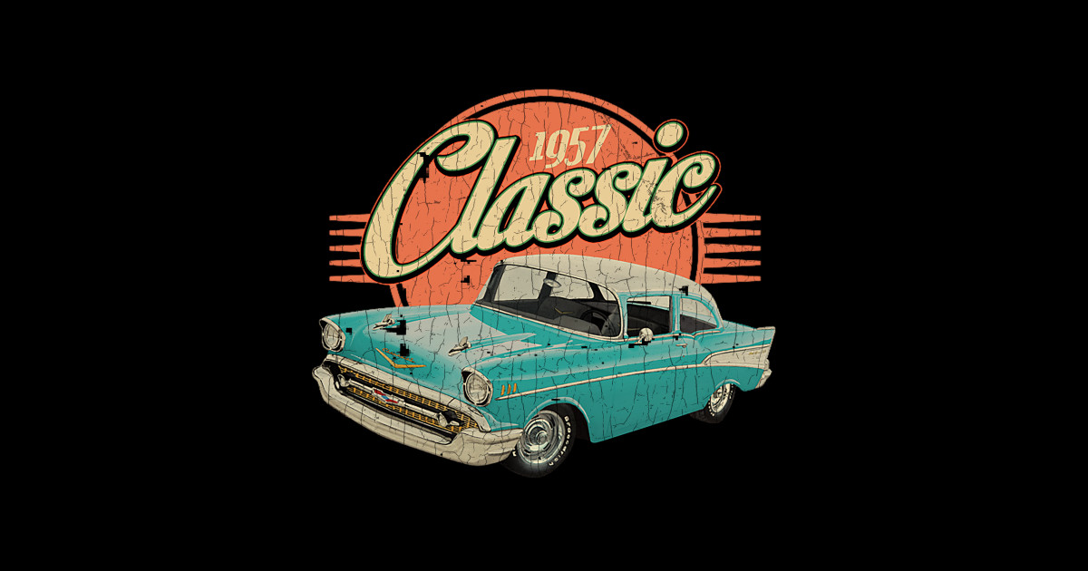 Vintage Classic Blue Tri Five Classic Cars - Cars - Sticker | TeePublic