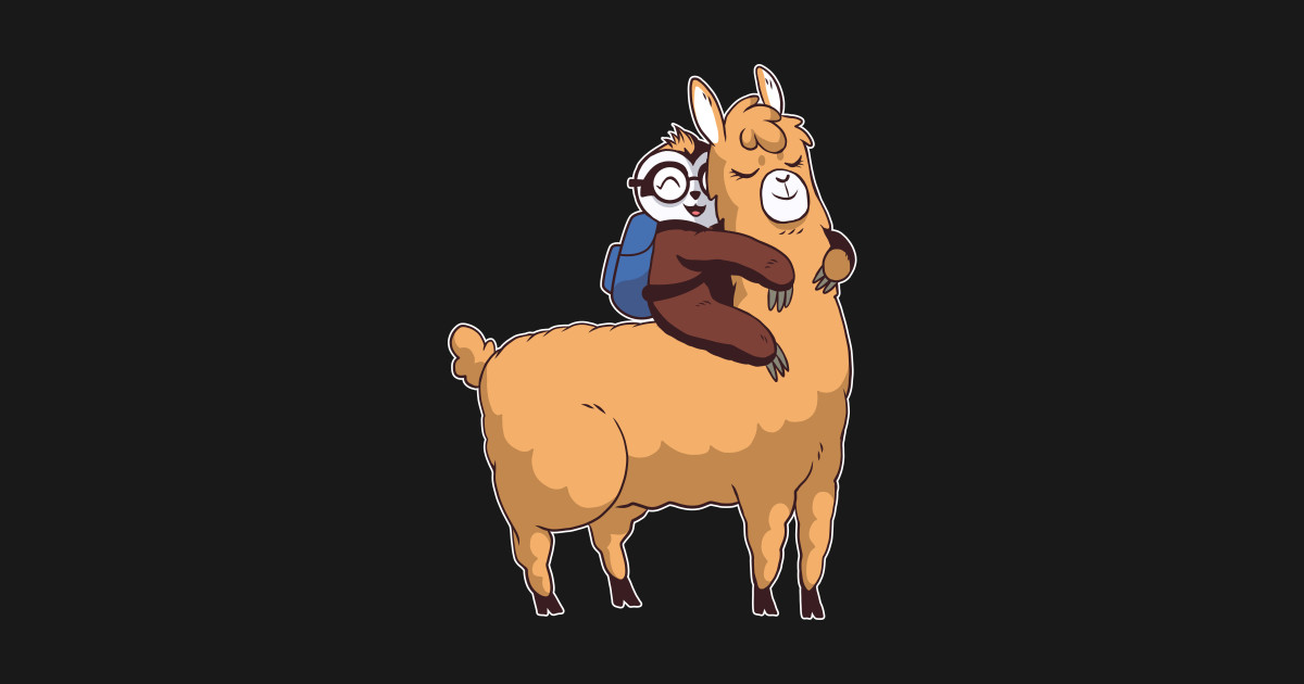 Cute Nerdy Sloth Riding a Llama - Sloth Riding Llama - Kids T-Shirt ...