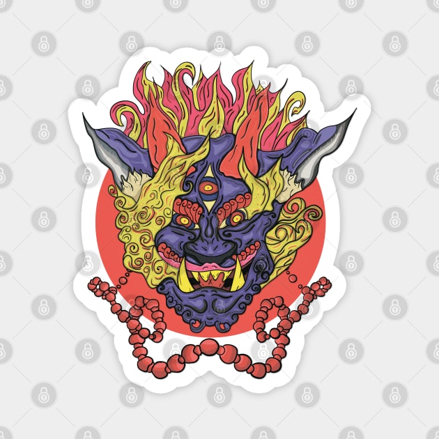 demon with flaming head