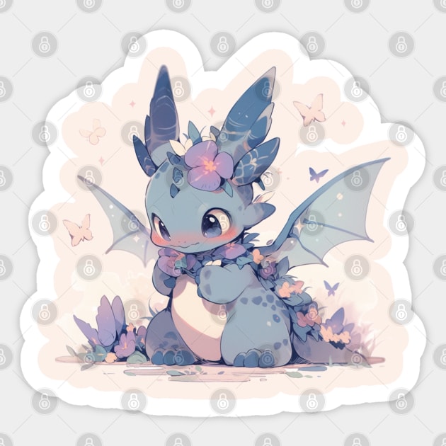 Flower collector dragon - Dragon - Sticker | TeePublic