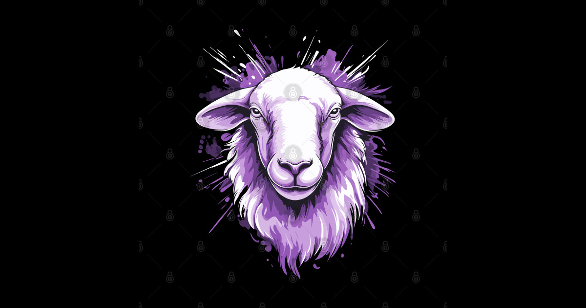 Striking Purple Sheep Head - Sheep - Sticker | TeePublic