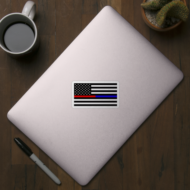 Thin Red and Blue Line American Flag - Thin Red And Blue Line - Sticker ...