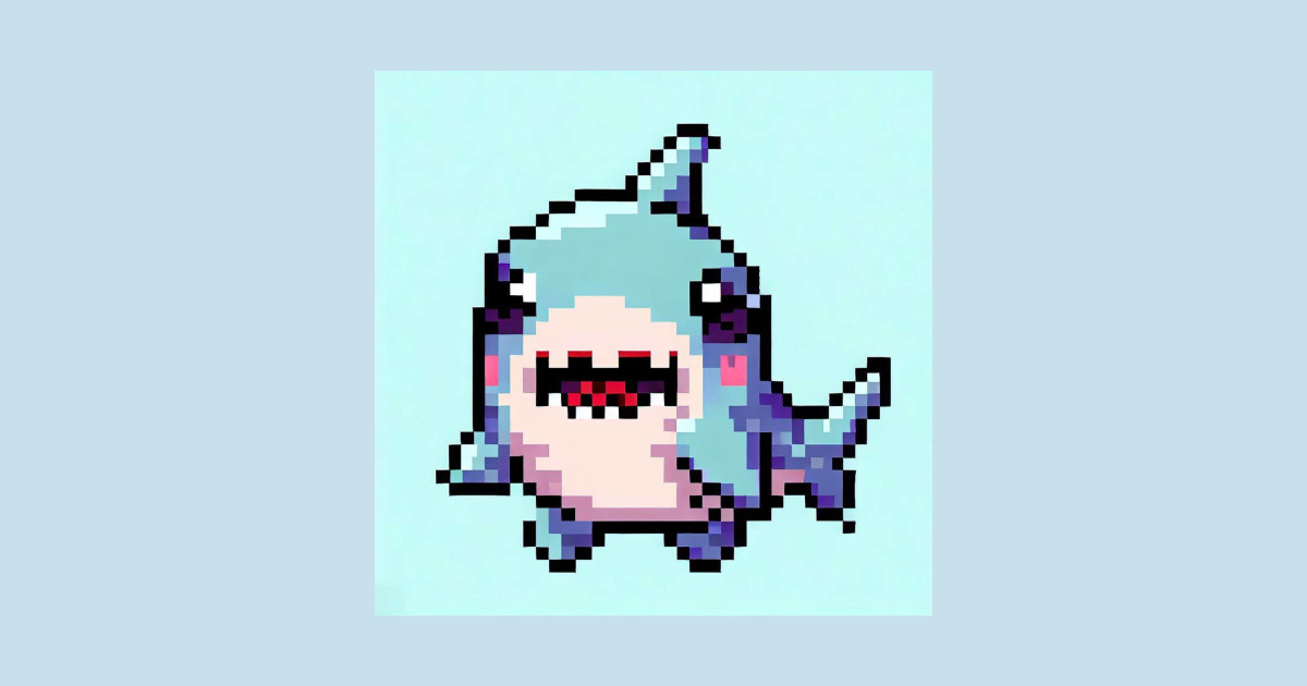 Shark - 8 Bit Art Pixel Art - T-Shirt | TeePublic