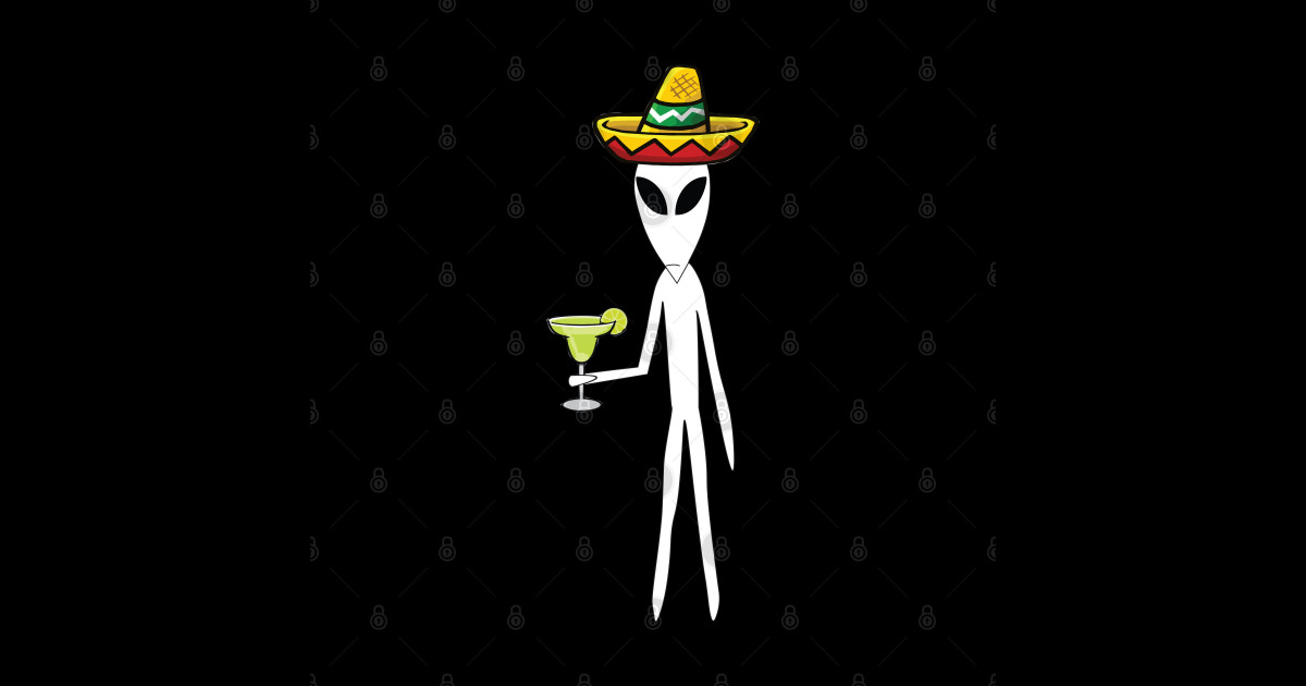 Cinco De Mayo Alien - Margarita - Sticker | TeePublic