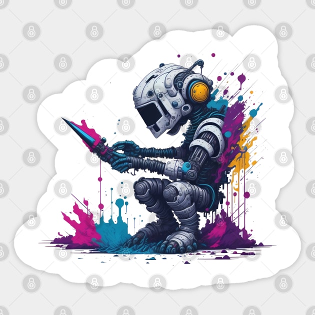 Robot Graffiti - Robot Graffiti Art - Sticker | TeePublic