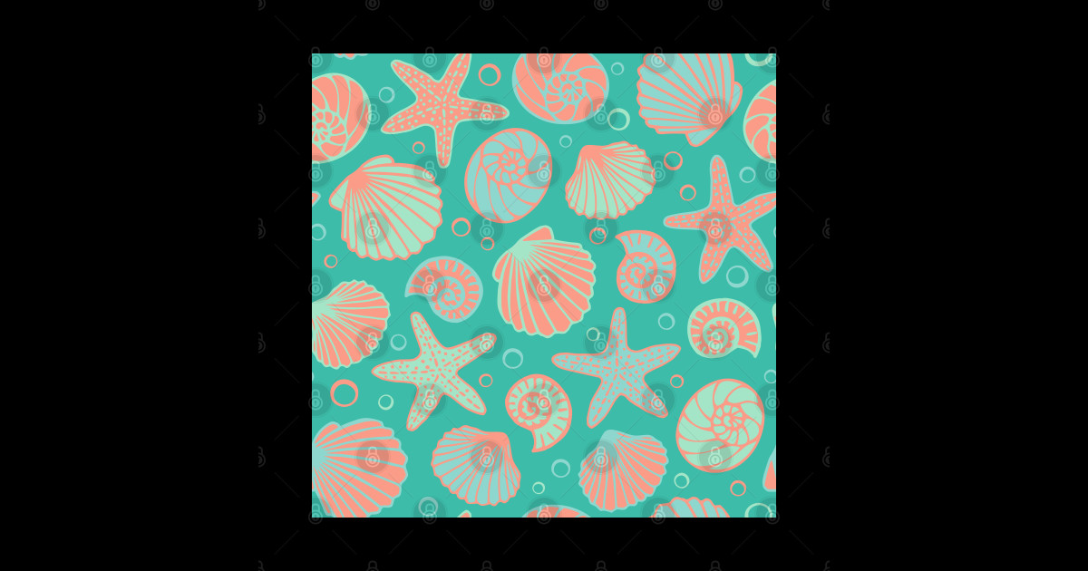 Seashell pattern - Seashell - Sticker | TeePublic