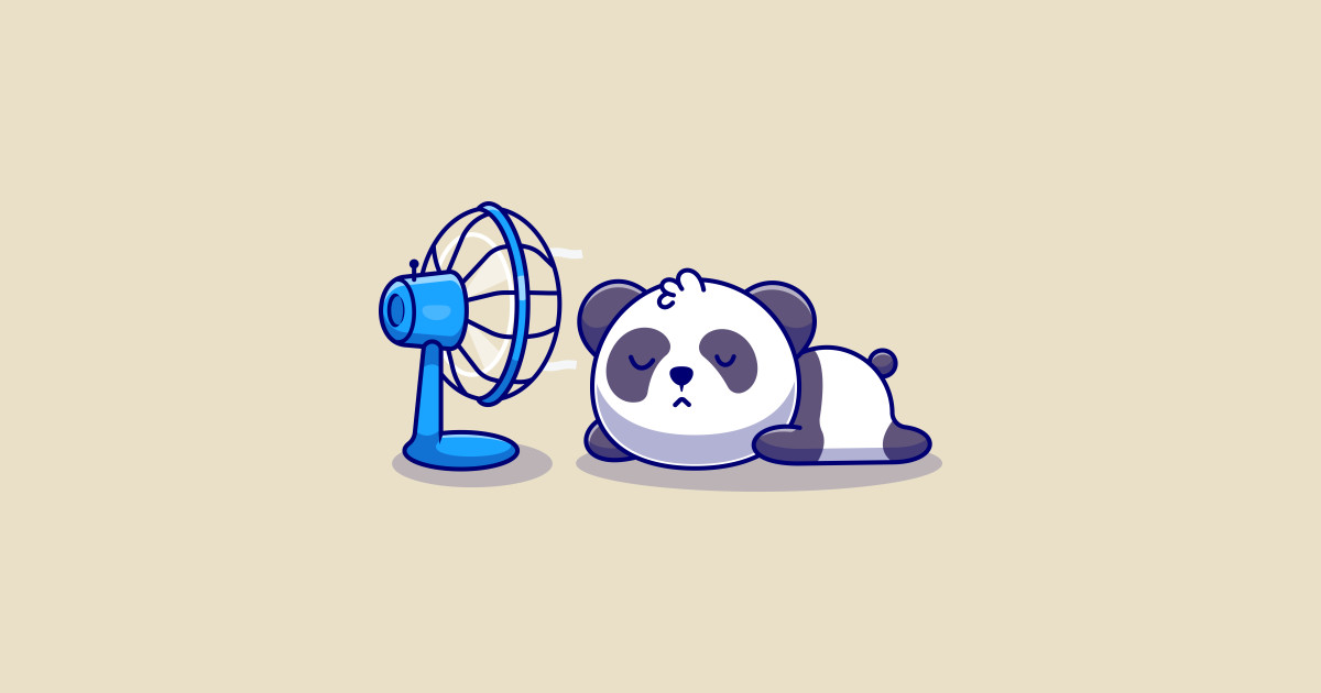 Cute Panda Sleeping In Front Of Fan Cartoon - Cute Panda Sleeping In ...