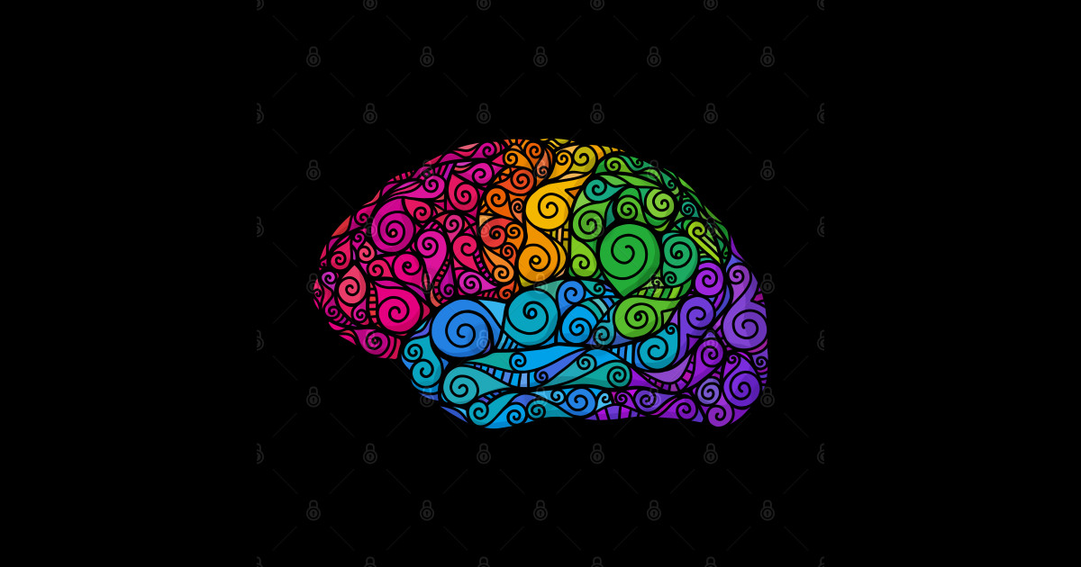 Rainbow brain - Brain - Sticker | TeePublic