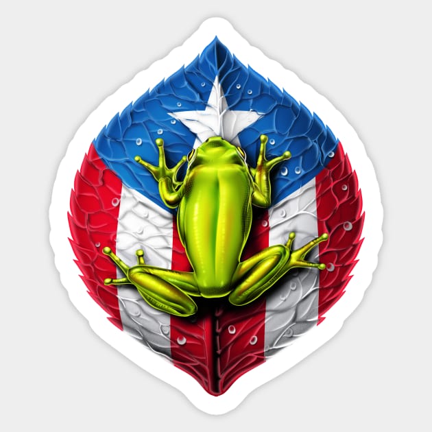Puerto Rico Flag Coqui Frog - Puerto Rico Coqui Frog - Sticker | TeePublic