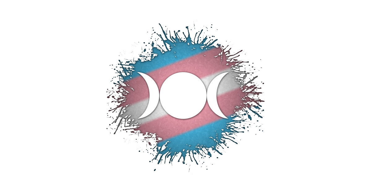 Paint Splatter Transgender Pride Flag Triple Goddess Moon - Pagan ...