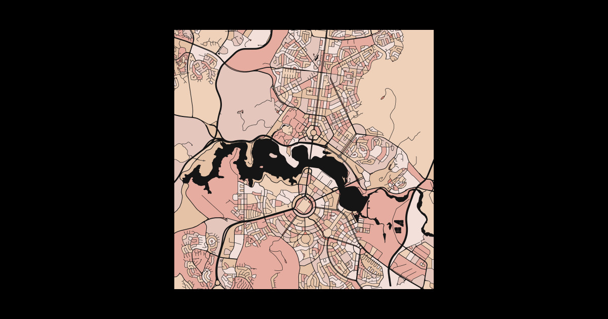 Canberra Map Pattern in Soft Pink Pastels - Canberra Map - Posters and ...