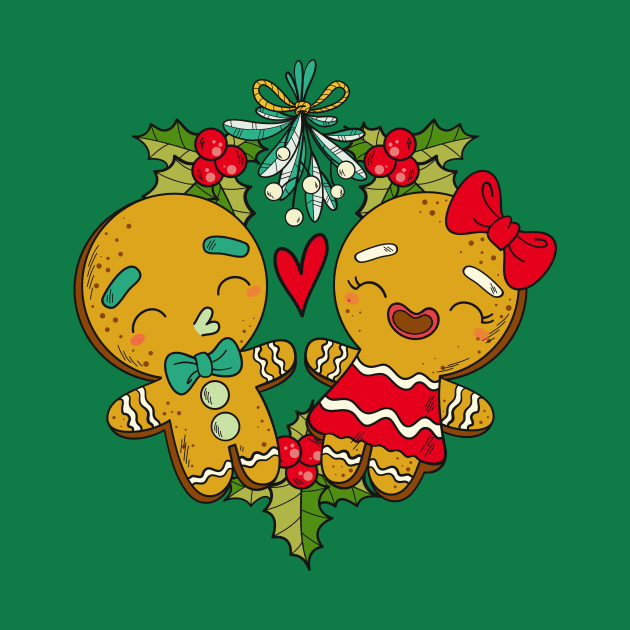 Mistletoe Gingerbread Christmas Reef - Gingerbread - T-Shirt | TeePublic