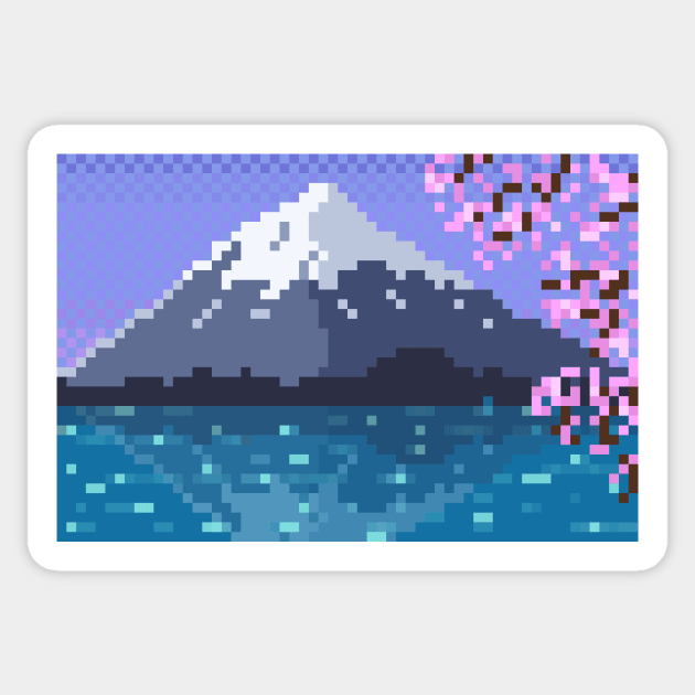 Mount Fuji Pixel Art - Pixelart - Sticker | TeePublic
