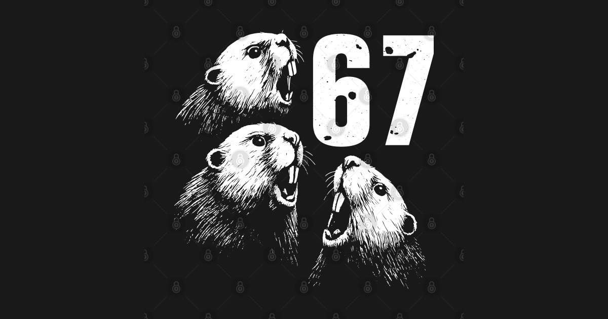 67 Meme Beaver Howling at The Moon - 67 Meme - T-Shirt | TeePublic