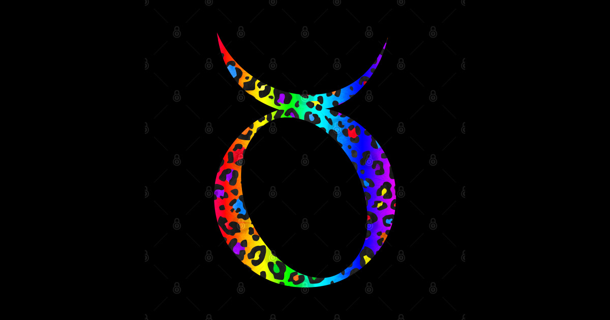 Taurus Zodiac Horoscope Symbol in Dark Rainbow Leopard Print - Taurus ...