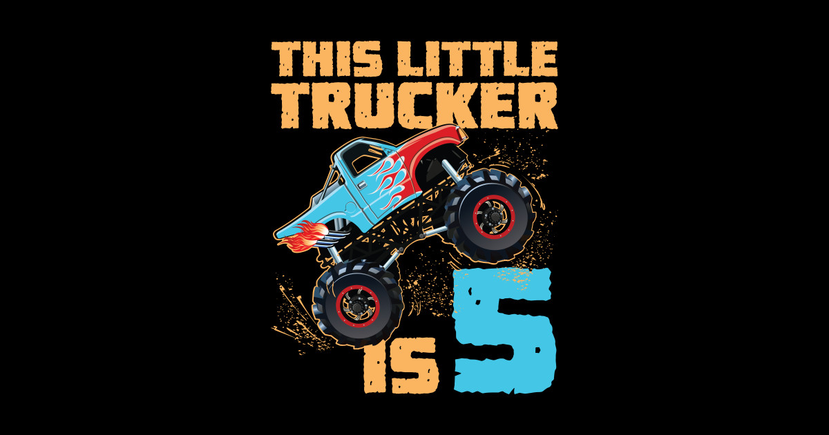 Monster Truck Shirt - 5th Birthday - Monster Truck Birthday - Sticker ...