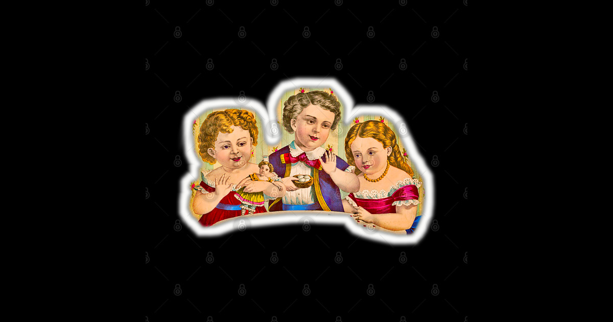 Three children drawn and graceful in vintage colors - Boy And Girls ...