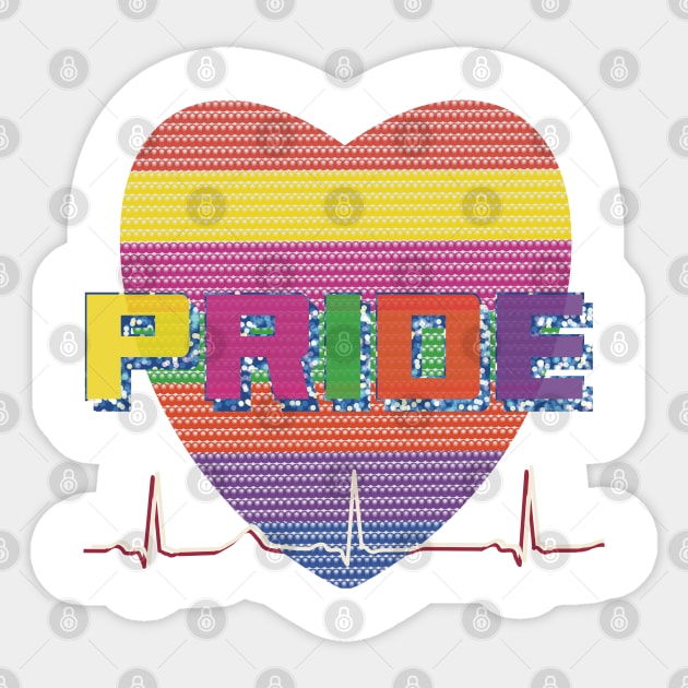 Pride Heart Beat - Pride Rainbow Heart Beat Design - Sticker | TeePublic