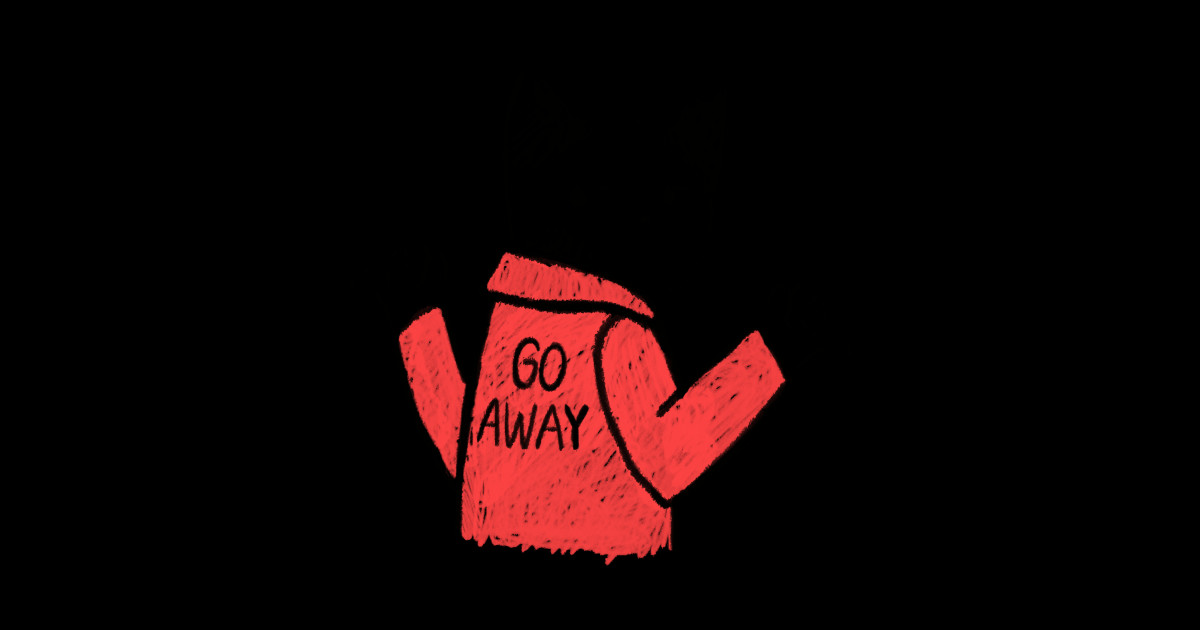 pissed cat with a jacket - go away - Cat Drawing - Mug | TeePublic