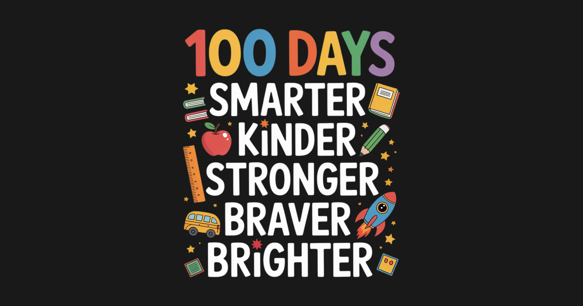 100 Days Smarter Kinder 100th Day of School Kids Women Men - School - T ...