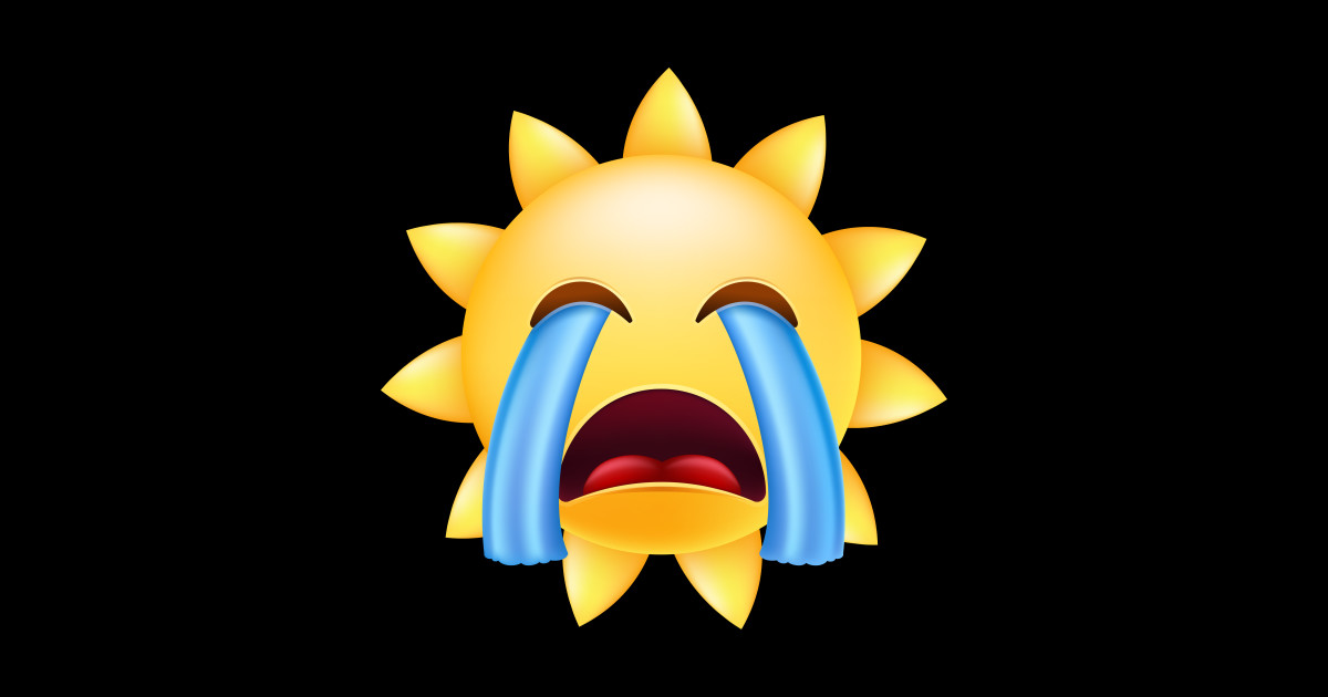 Cute Sun Emoji Crying Face - Emoji - Pin | TeePublic