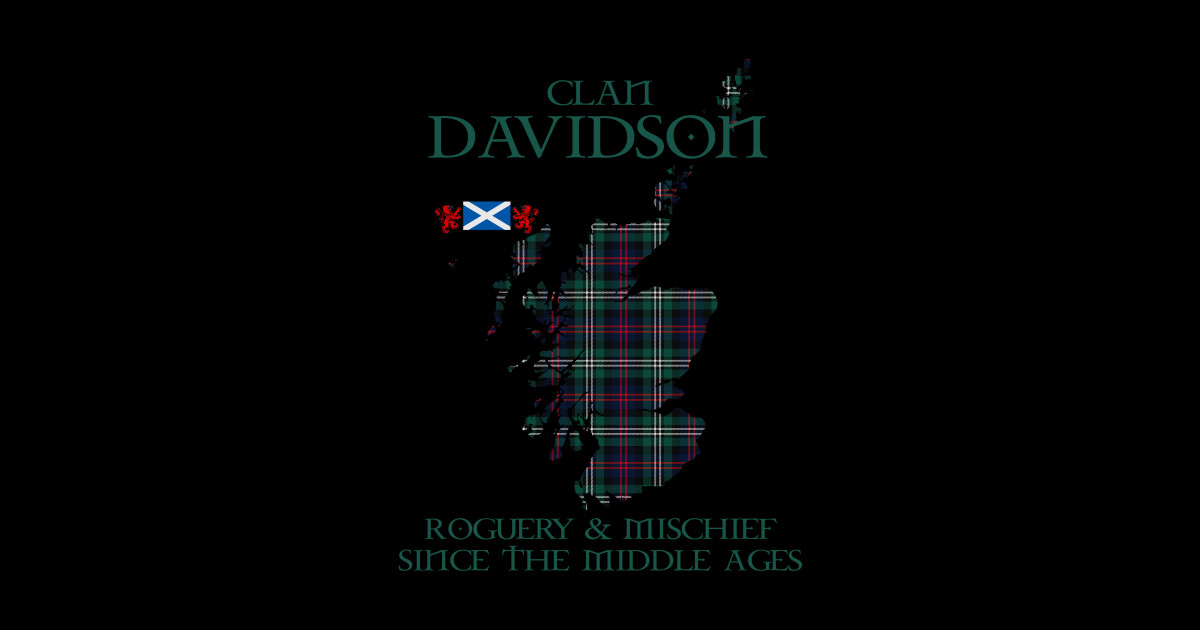 Clan Davidson Double tartan Scotland map Saltire flag and lion rampant ...