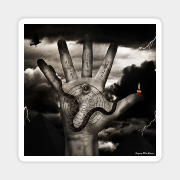 Hand of Glory Occult Magical Serpent Lightning Art - Occult - Magnet ...