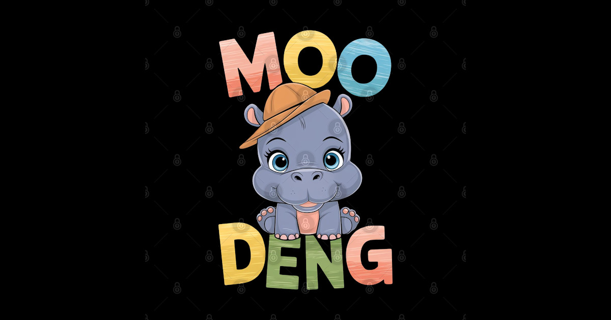 Cute Moo Deng Pygmy Hippo Funny Baby Hippopotamus - Moo Deng - Posters ...