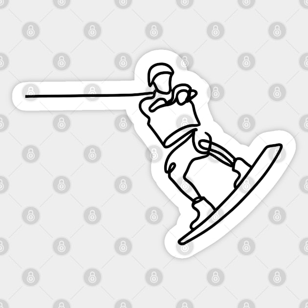 Wakeboarding Line Drawing - Wakeboarding - Sticker | TeePublic