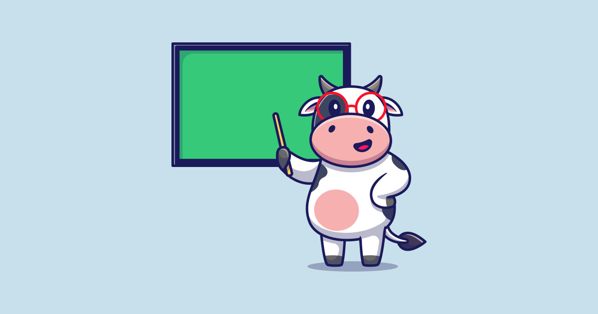Cute Cow Teaching With Board - Teacher - T-Shirt | TeePublic