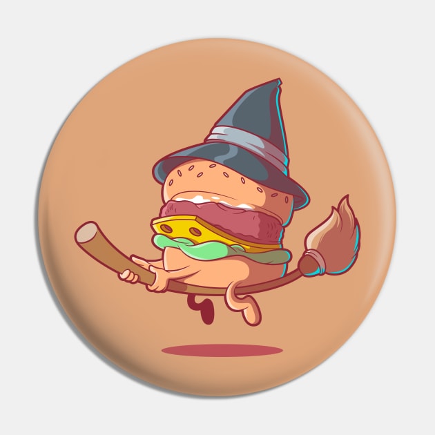 Flying Burger - Fast Food - Pin | TeePublic